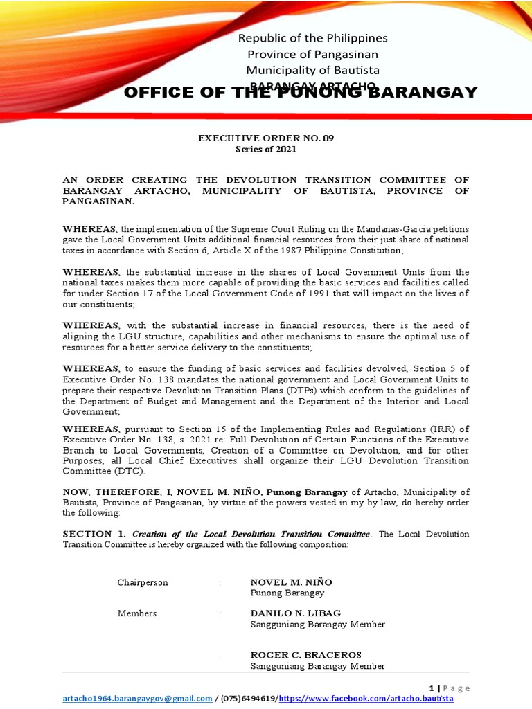 Devolution Transition Committee Order | PDF | Local Government | Non ...
