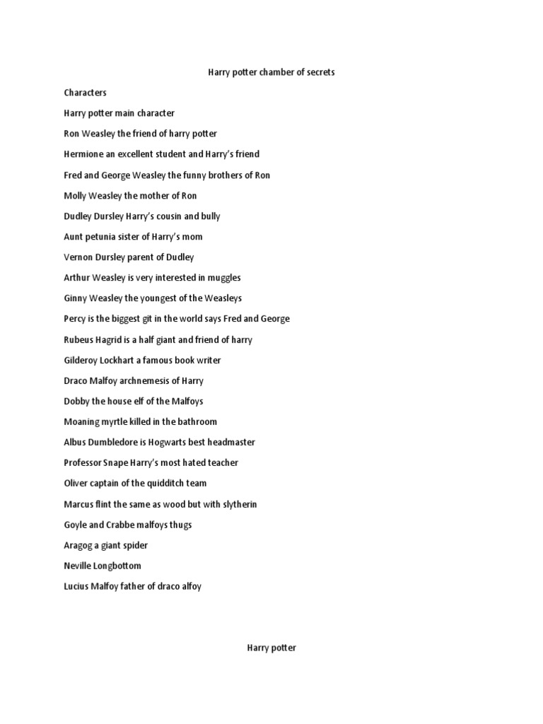 Harry Potter Chamber of Secrets | PDF