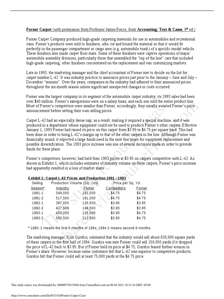 This Study Resource Was: Forner Carpet | PDF | Car | Pricing