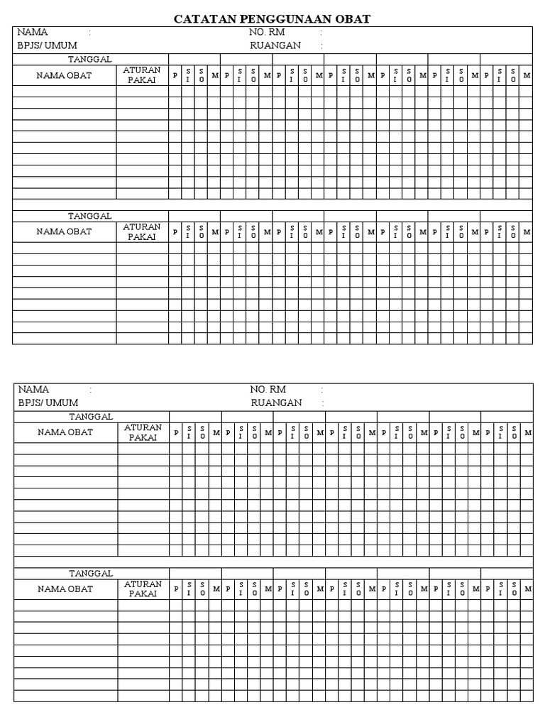 Catatan Penggunaan Obat | PDF