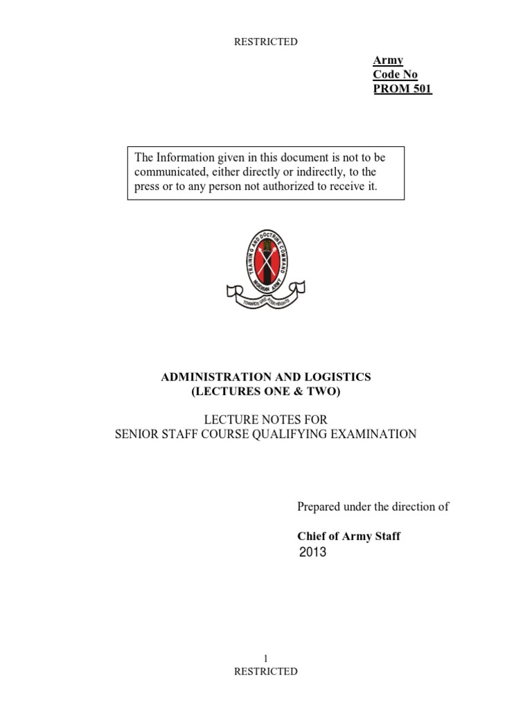Administration and Logistics Overview | PDF | Hygiene | Staff (Military)