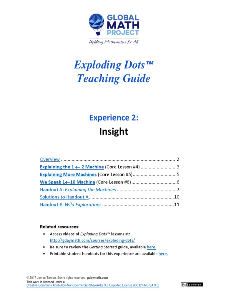 Exploding Dots ™ Teaching Guide: Insight | PDF | Creative Commons License
