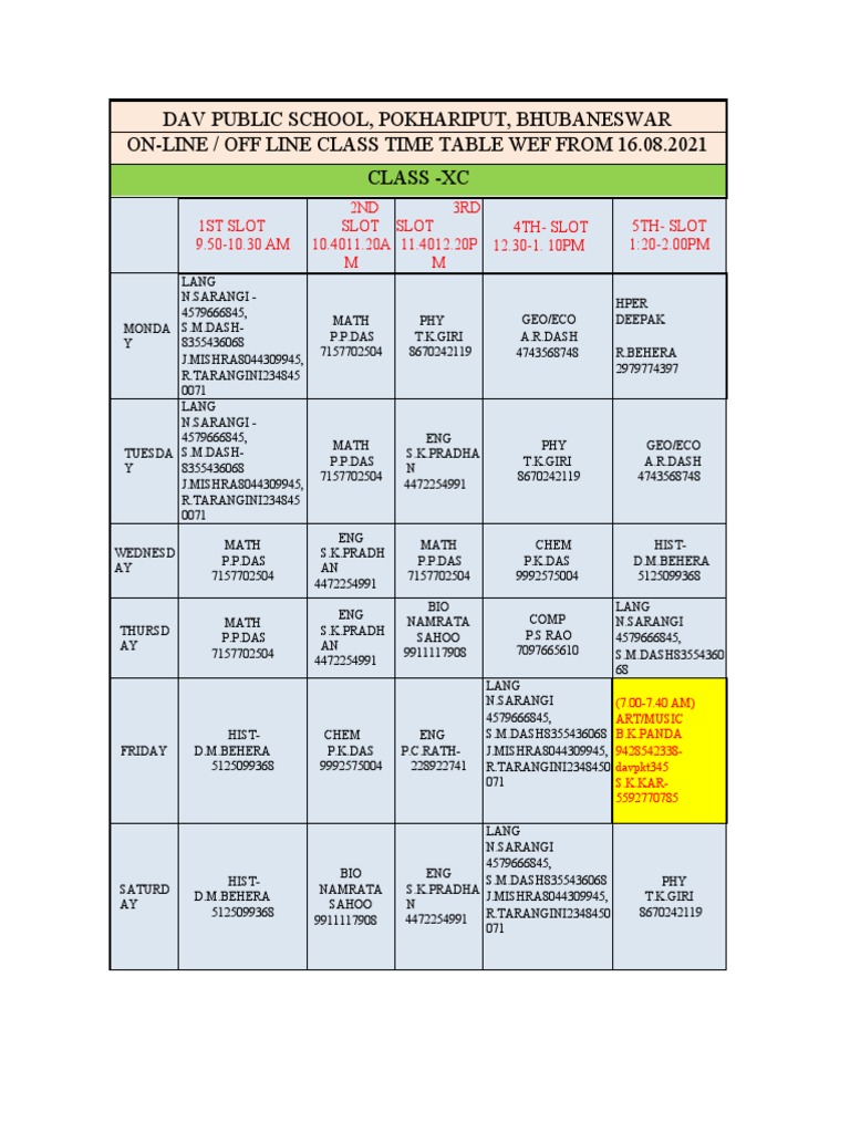 Dav Public School, Pokhariput, Bhubaneswar On-Line / Off Line Class ...