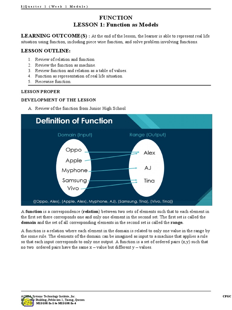 Functions and Models Explained | PDF | Function (Mathematics) | Mathematics