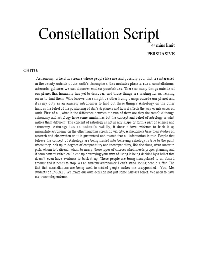 Constellation Script: 4+mins Limit Persuasive | PDF