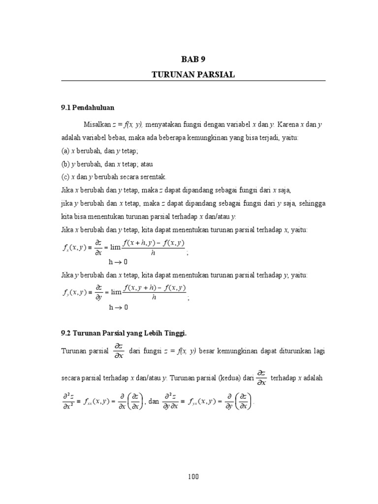 Bab 9 - Turunan Parsial | PDF