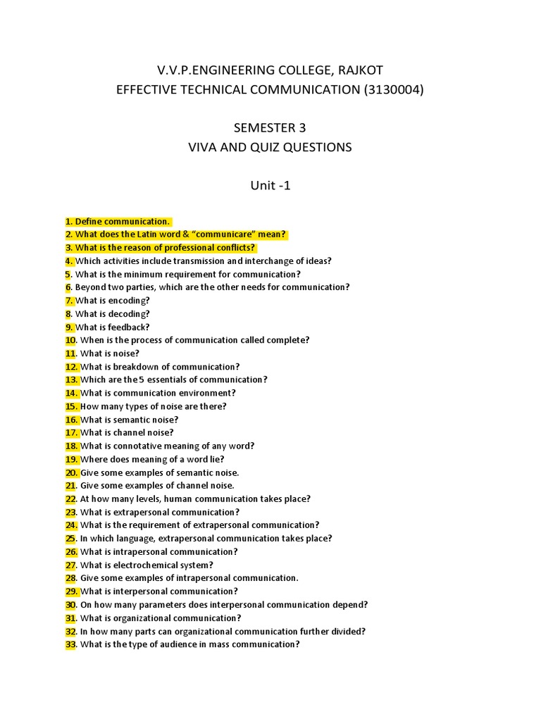 V.V.P.Engineering College, Rajkot Effective Technical Communication ...
