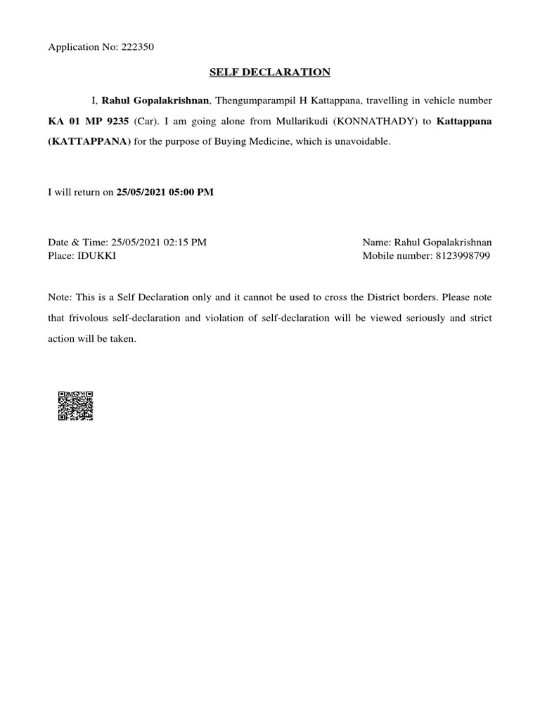 Self Declaration | PDF