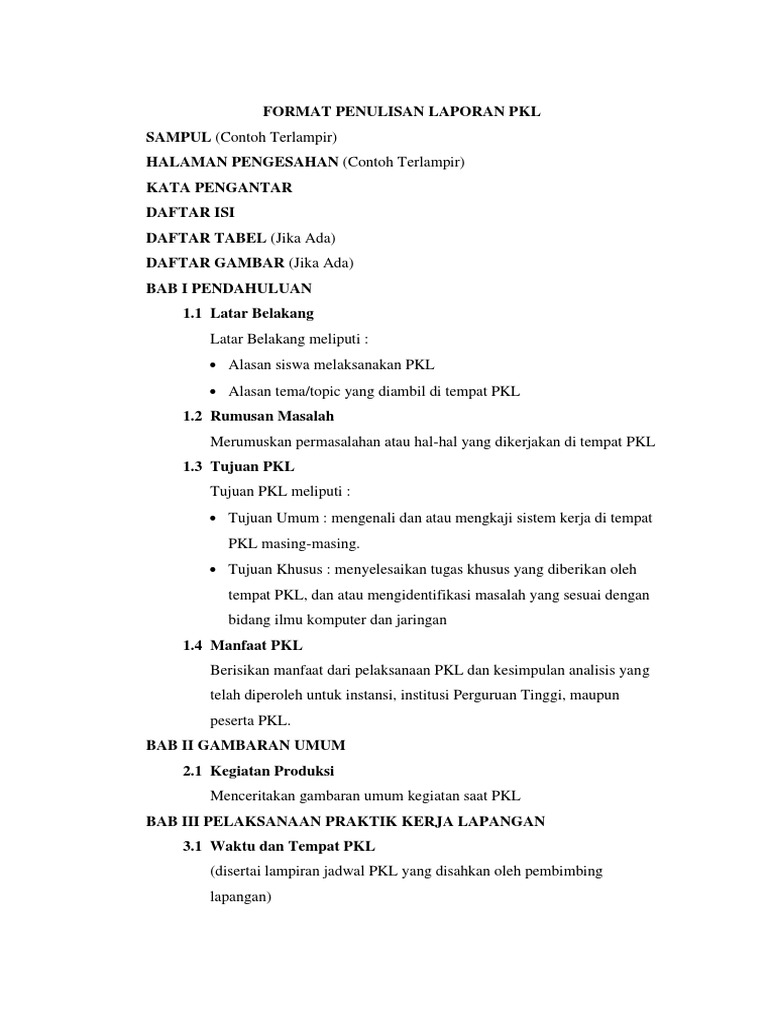 Format Laporan PKL SMK Teknik Jaringan | PDF
