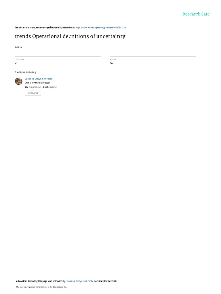Trends Operational Denitions of Uncertainty | PDF | Uncertainty | Variance