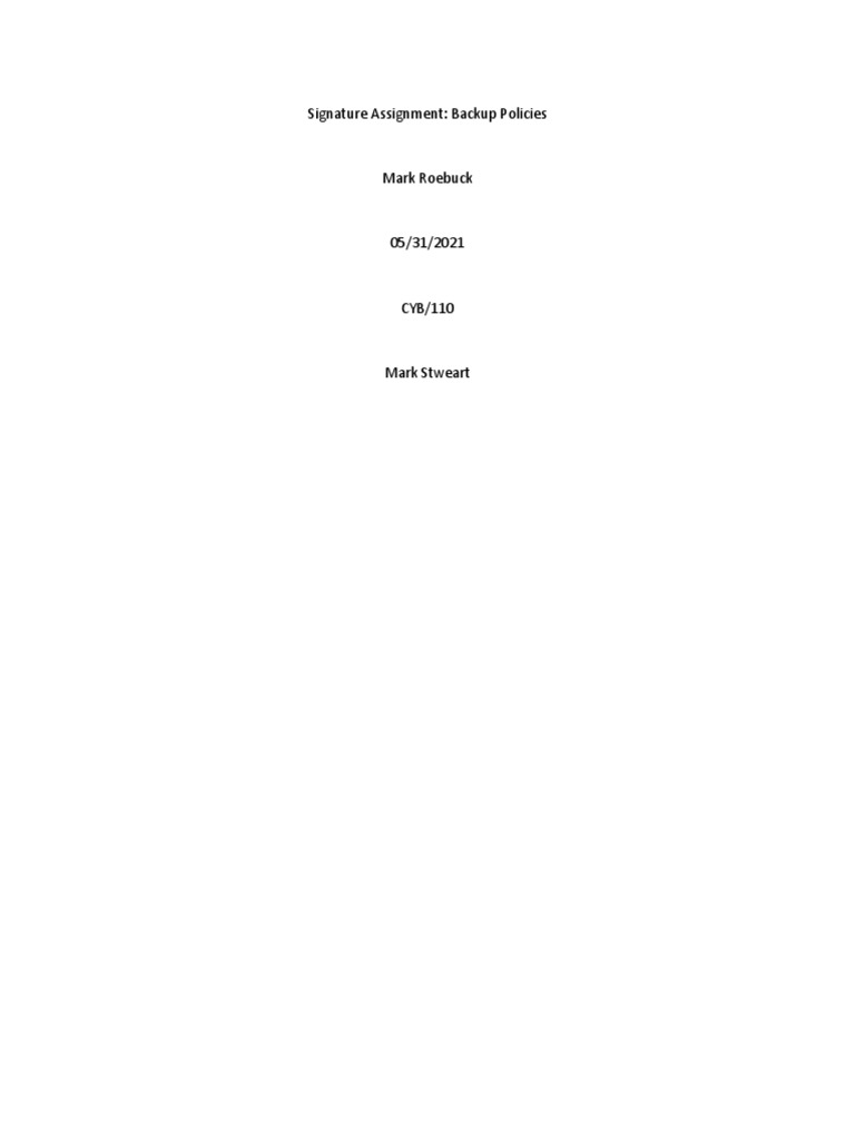 Signature Assignment: Backup Policies | Download Free PDF | Backup ...