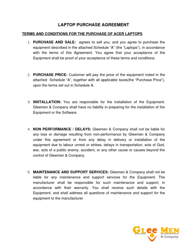 Laptop Purchase Agreement | PDF | Security Interest | Interest