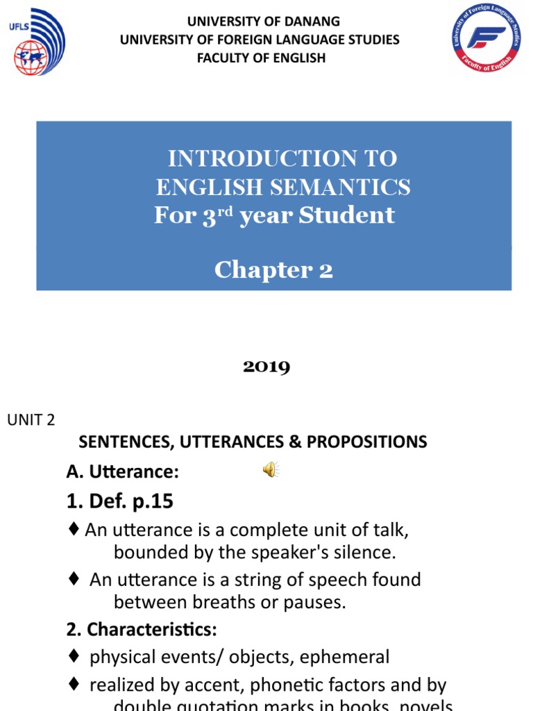 Introduction To English Semantics For 3 Year Student | PDF | Proposition | Sentence (Linguistics)