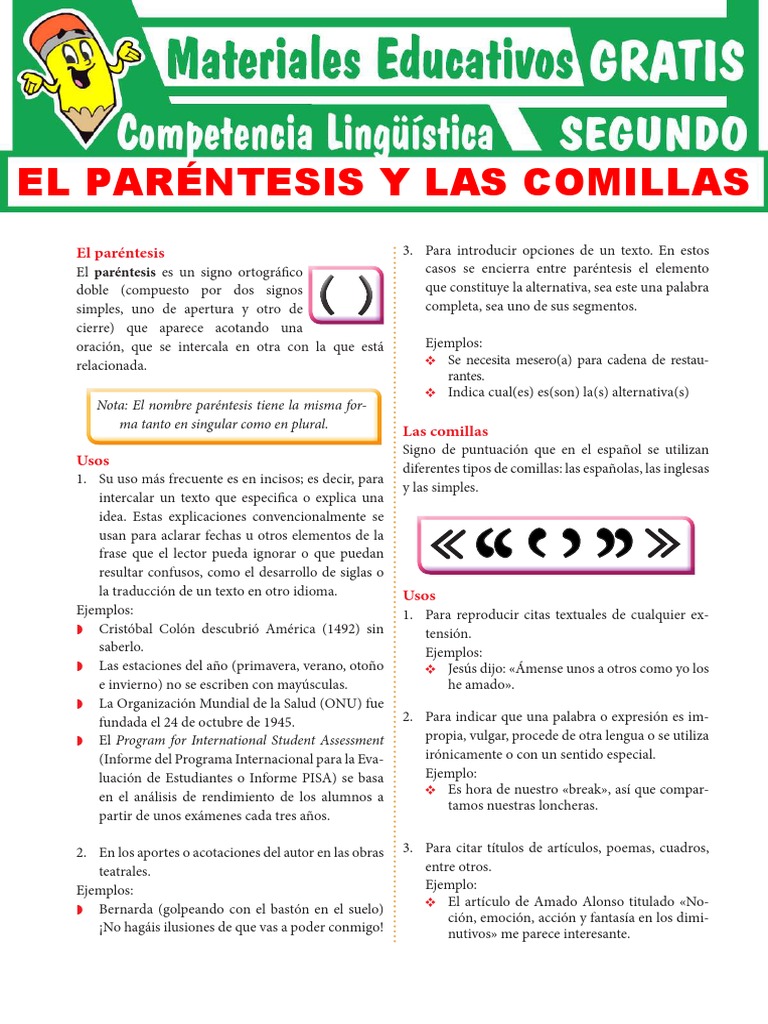 2.° Secundaria - Competencia Lingüística - Signos de Puntuación IV ...