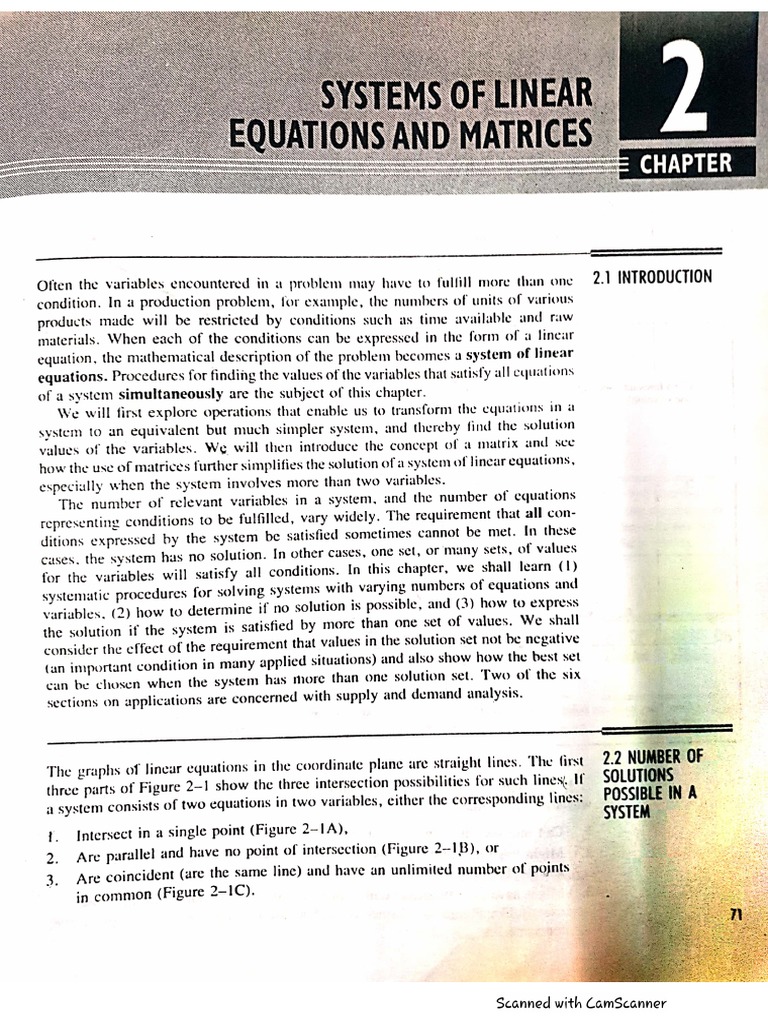 Systems of Linear Equation & Matrices (Full) | PDF