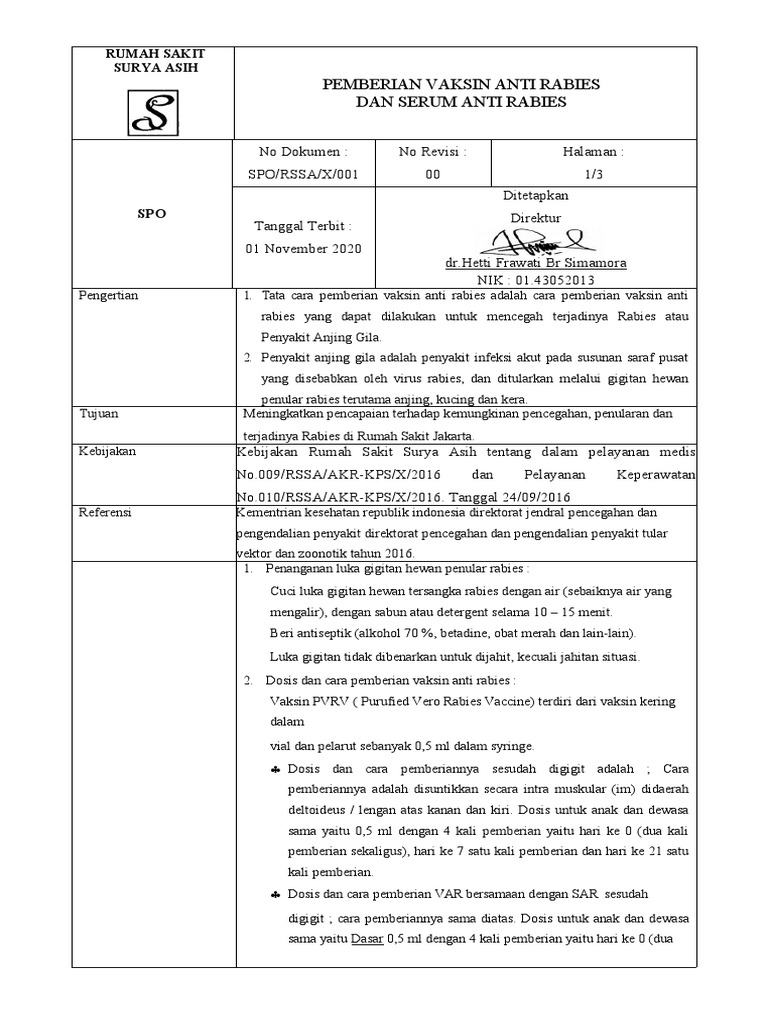 Sop Fix Rabies | PDF