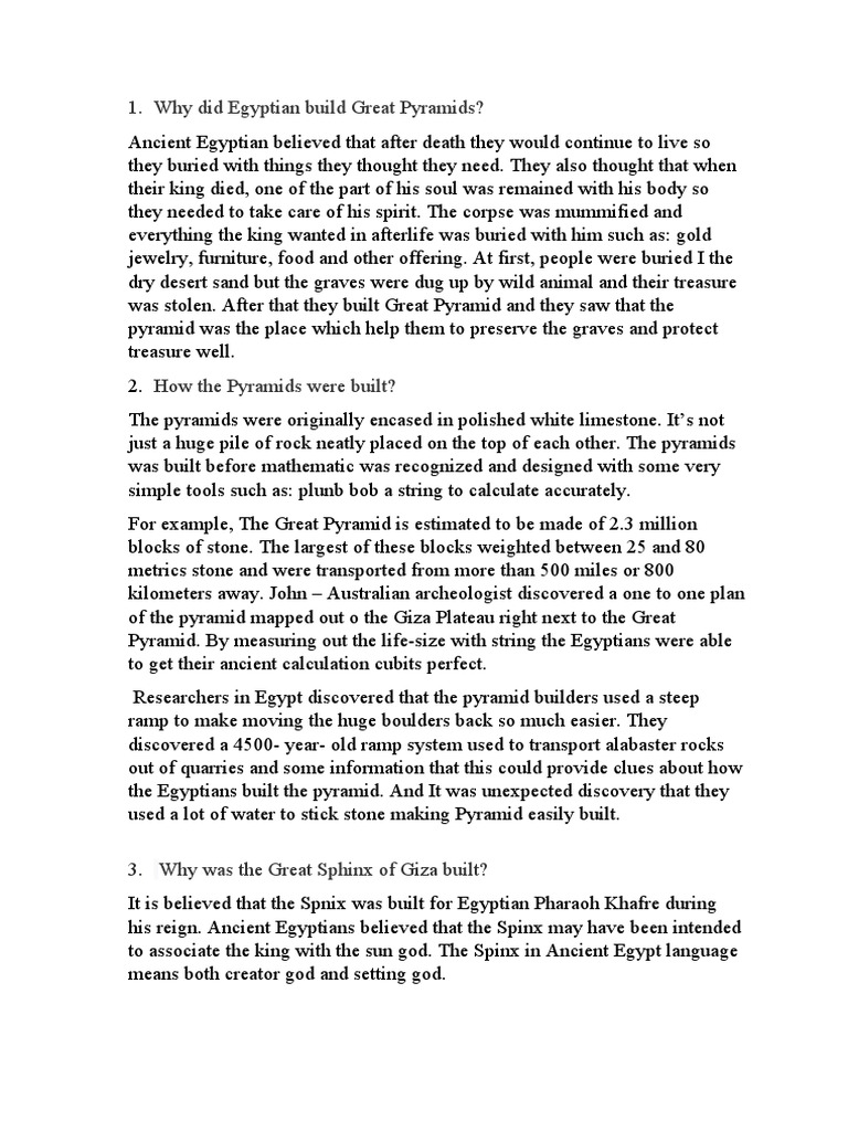 Ancient Egyptian Pyramids & Sphinx | PDF | Social Science