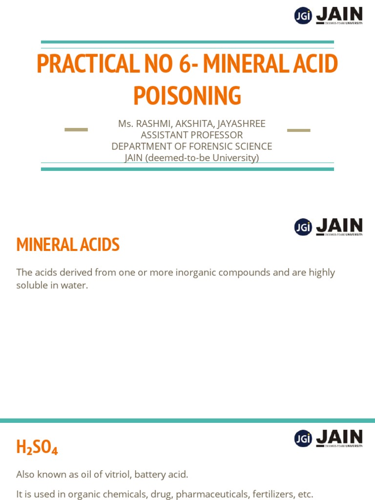 Mineral Acid Poisoning | PDF | Nitric Acid | Hydrochloric Acid