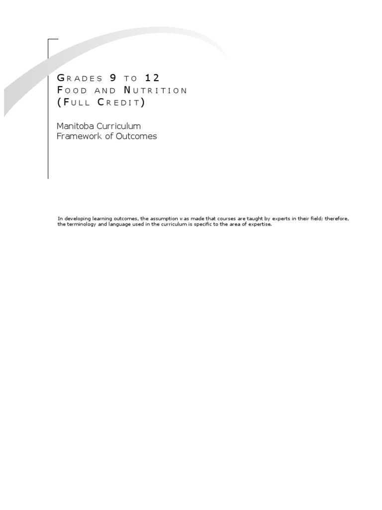 Manitoba Grades 9-12 Food Curriculum | PDF | Foods | Nutrients