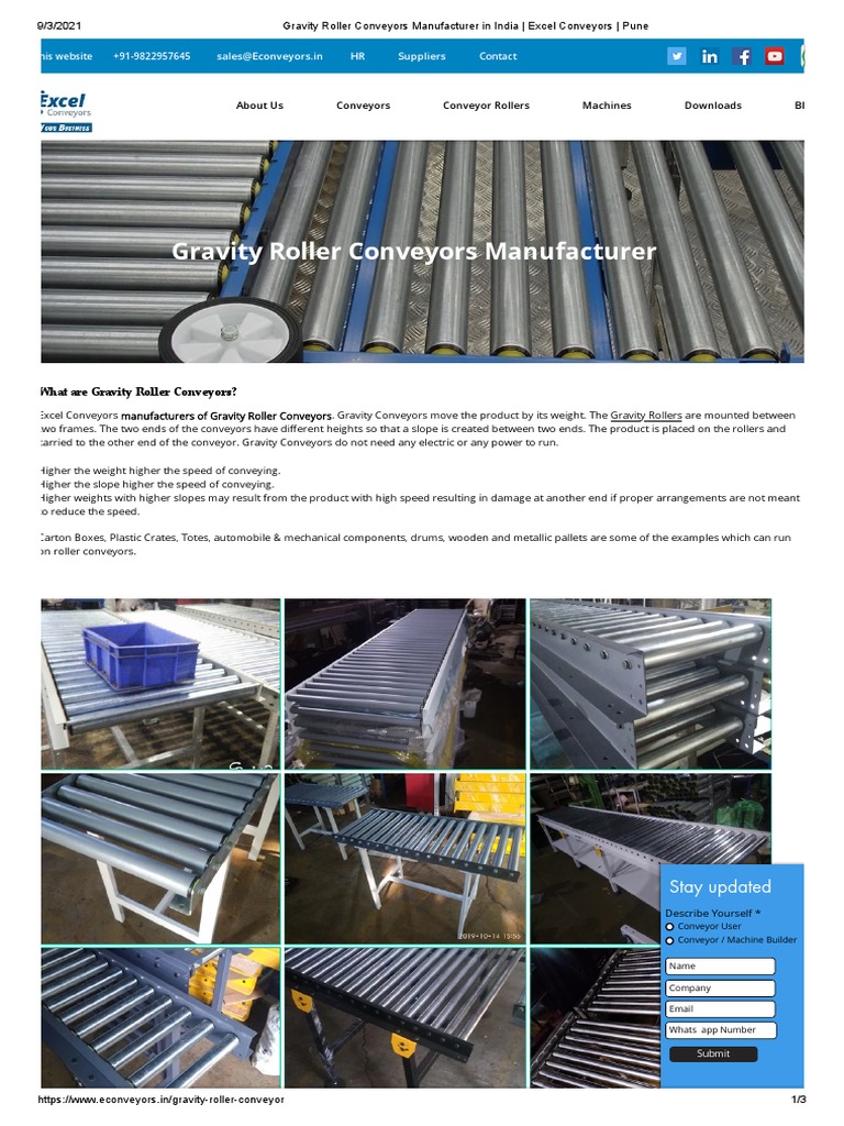 Gravity Roller Conveyor Manufacturer | PDF | Warehouse | Manufactured Goods