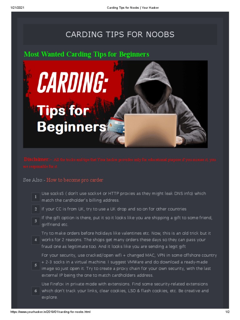 Carding Tips For Noobs - Your Hacker | PDF | Information Age | Computer Networking