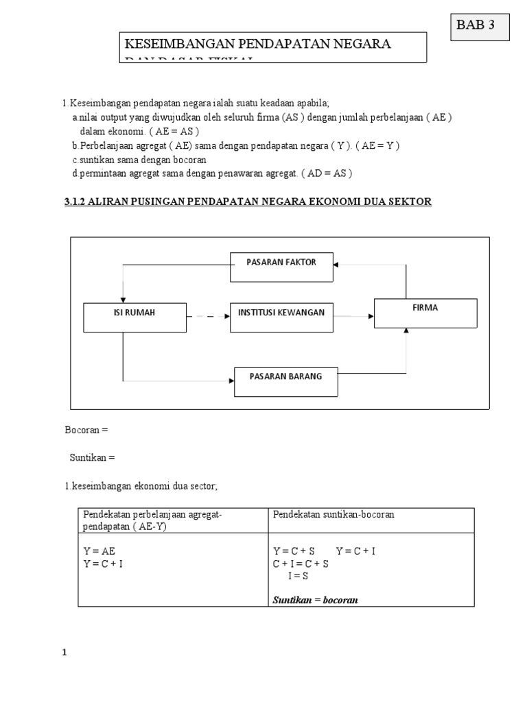 Makro Bab 3 Keseimbangan Pendapatan Negara & Dasar Fiskal | PDF