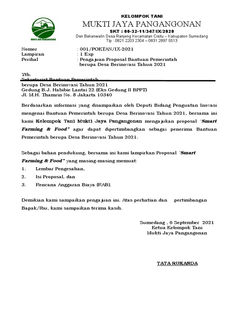 Proposal Kelompok Tani | PDF