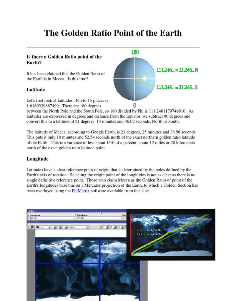 The Golden Ratio Point of The Earth | PDF | Latitude | Longitude