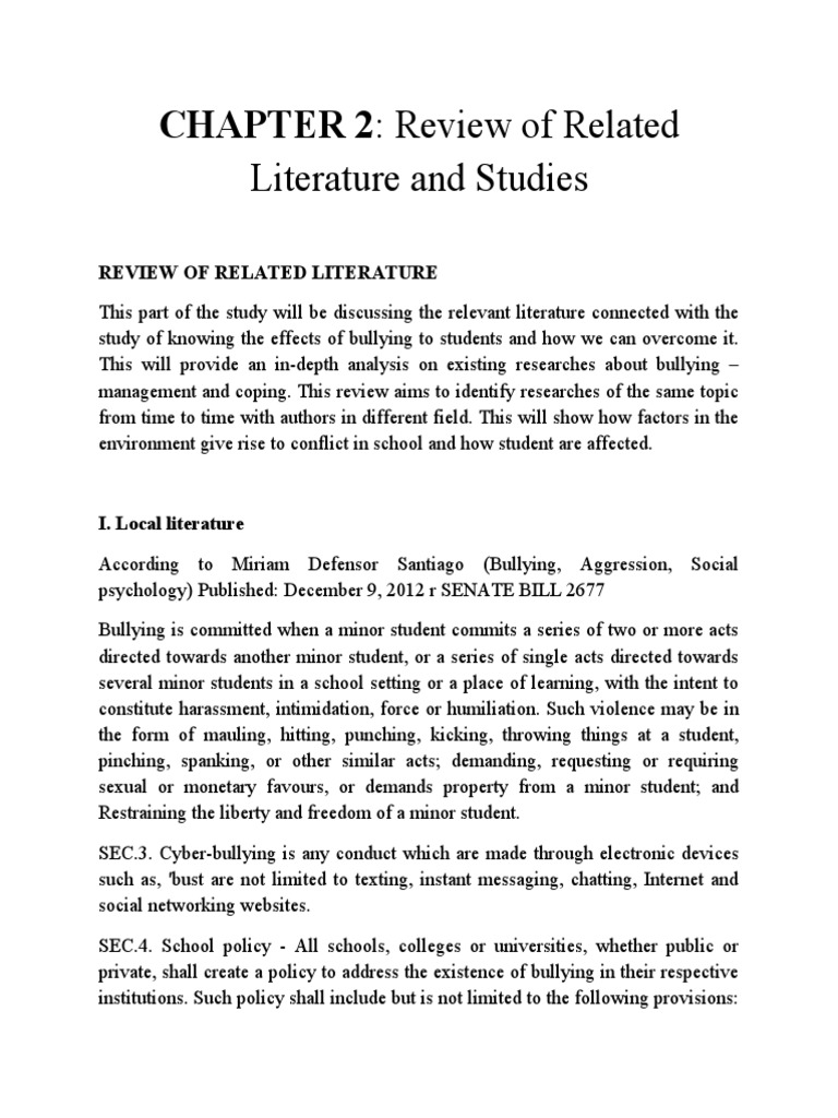 CHAPTER 2: Review of Related: Literature and Studies | PDF | Bullying ...