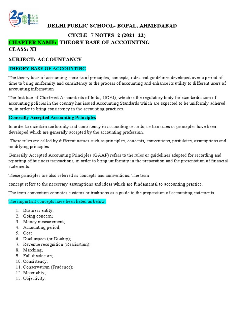 Cycle-7 Notes 2 Theory Base of Accounting | PDF | Debits And Credits ...