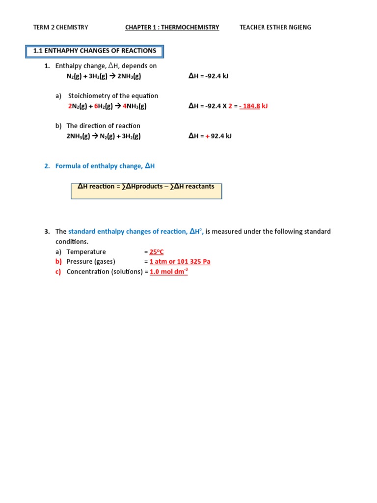 Enthalpy Changes in Thermochemistry | PDF | Enthalpy | Chemistry
