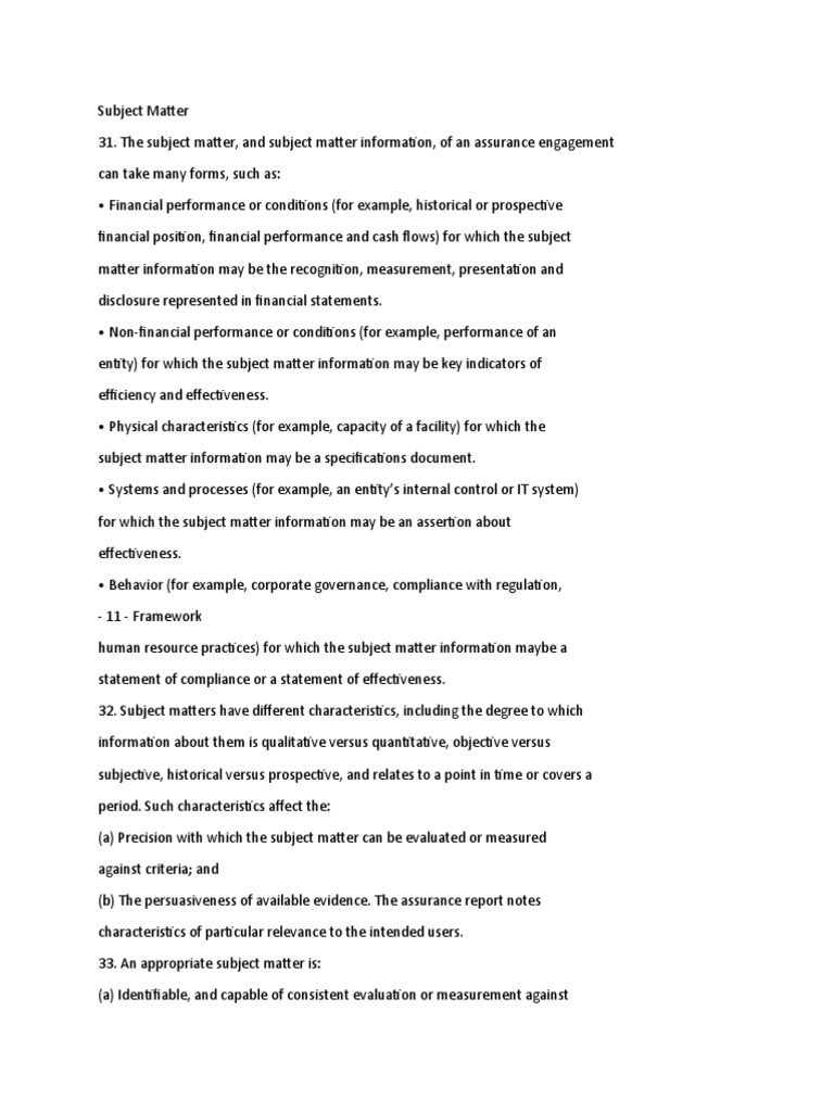 Subject Matter and Criteria | PDF | Business | Cognition