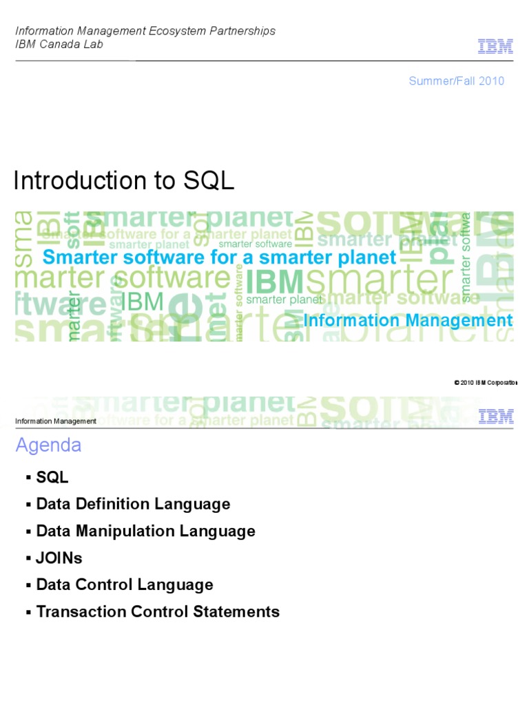 Introduction To SQL: Information Management | PDF | Sql | Databases