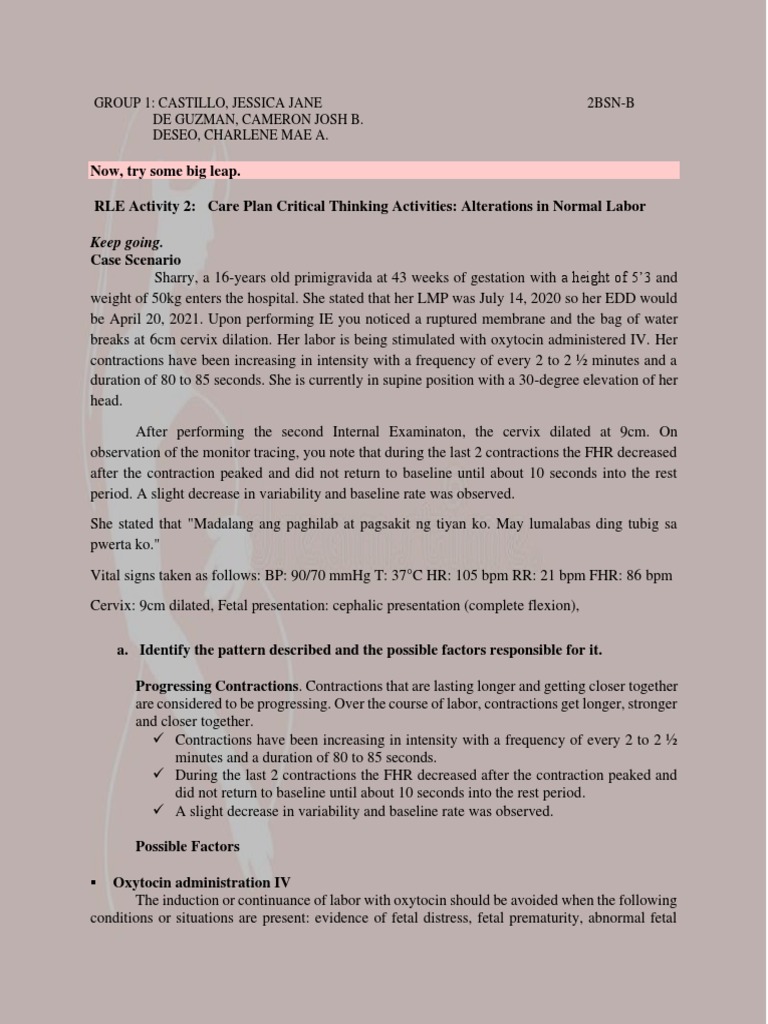 NCP Alterations in Normal Labor | PDF | Childbirth | Motherhood