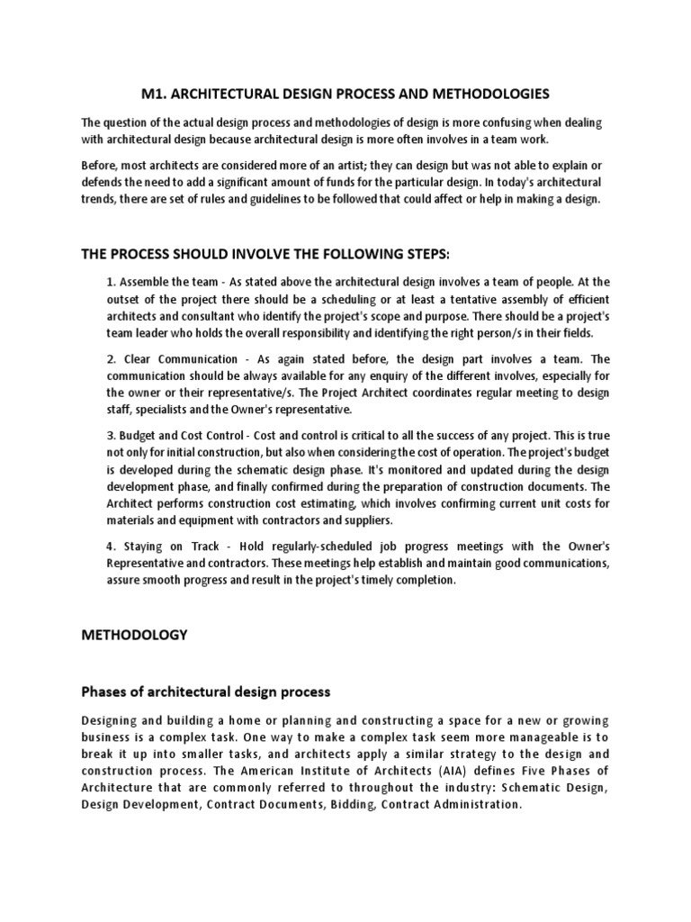 M1. Architectural Design Process and Methodologies | Download Free PDF ...