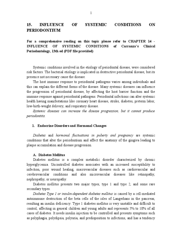 (14C) Influence of Systemic Conditions | PDF | Periodontology | Anemia