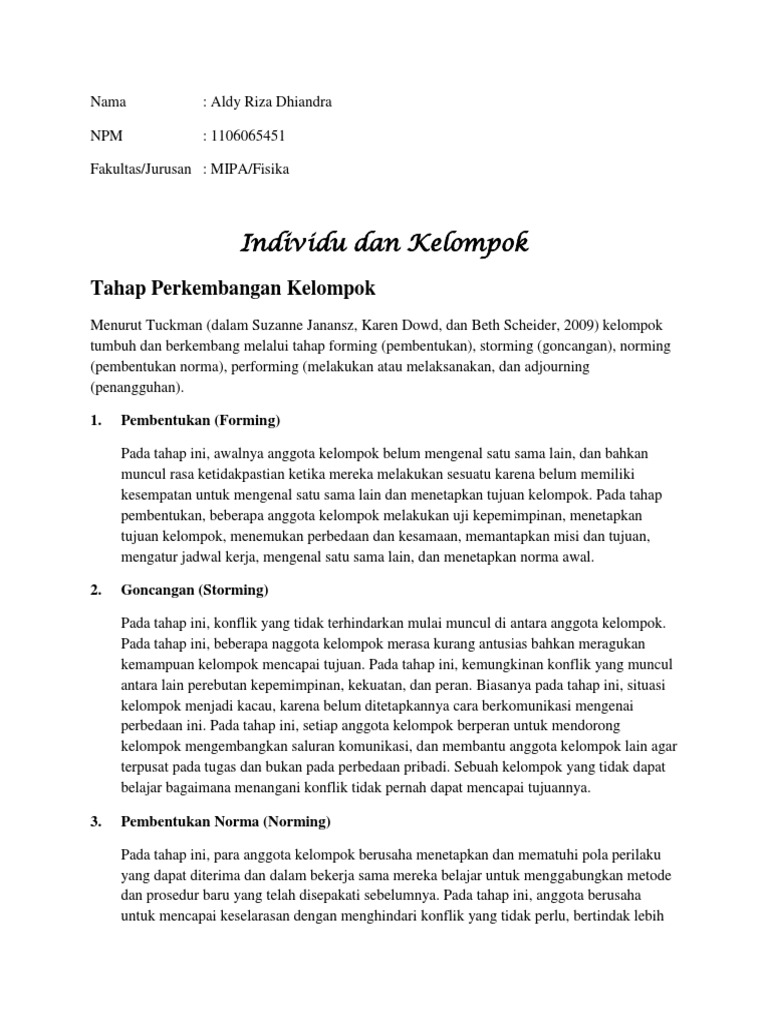 Tahap Perkembangan Kelompok - Pertemuan 2 | PDF | Karier & Perkembangan