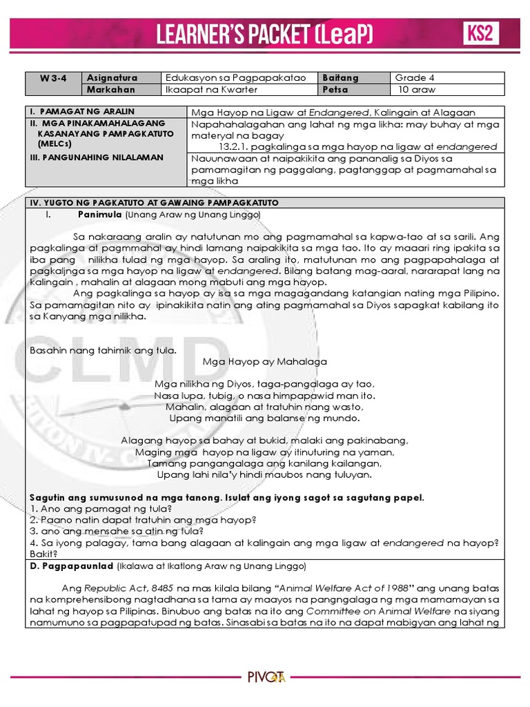 Q4 EsP 4 Week 3 4 | PDF