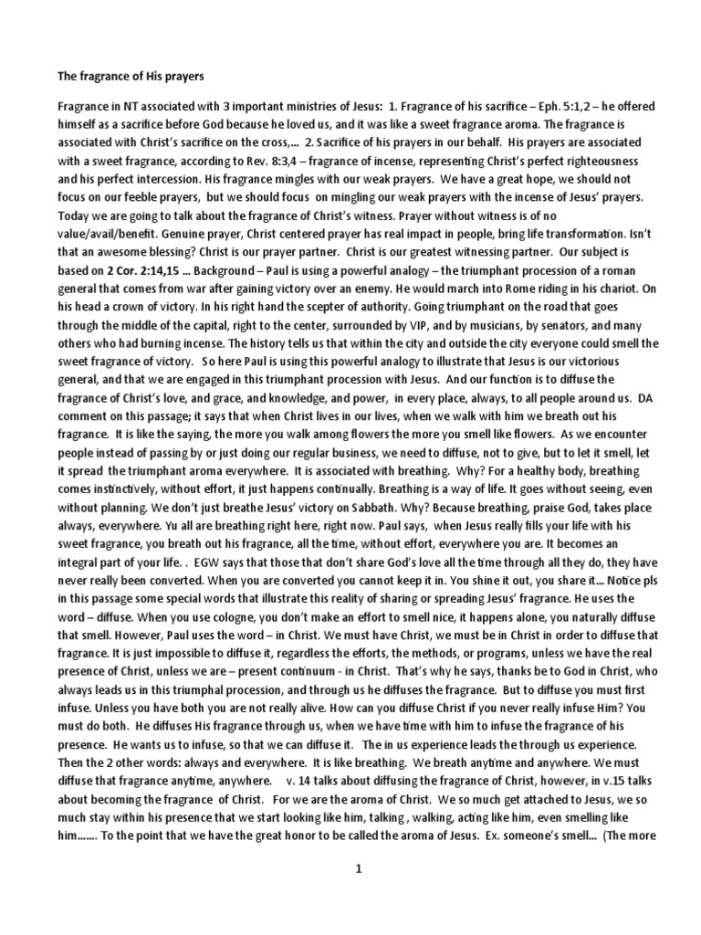 The Fragrance of His Prayers | PDF | Jesus | Prayer