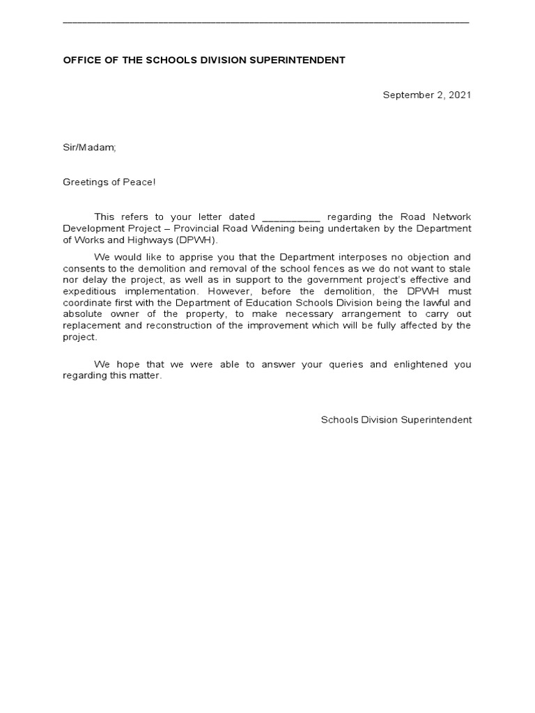 Reply Letter Road Widening | PDF
