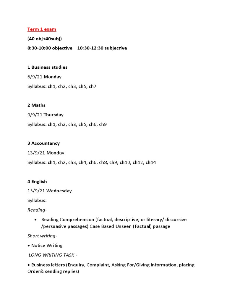 Term 1 Exam | PDF