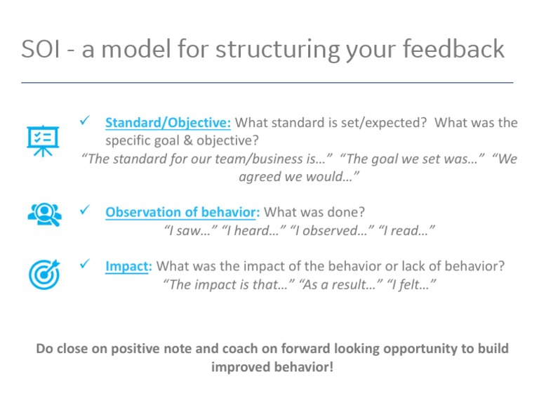 SOI - A Model For Structuring Your Feedback: Standard/Objective | PDF ...