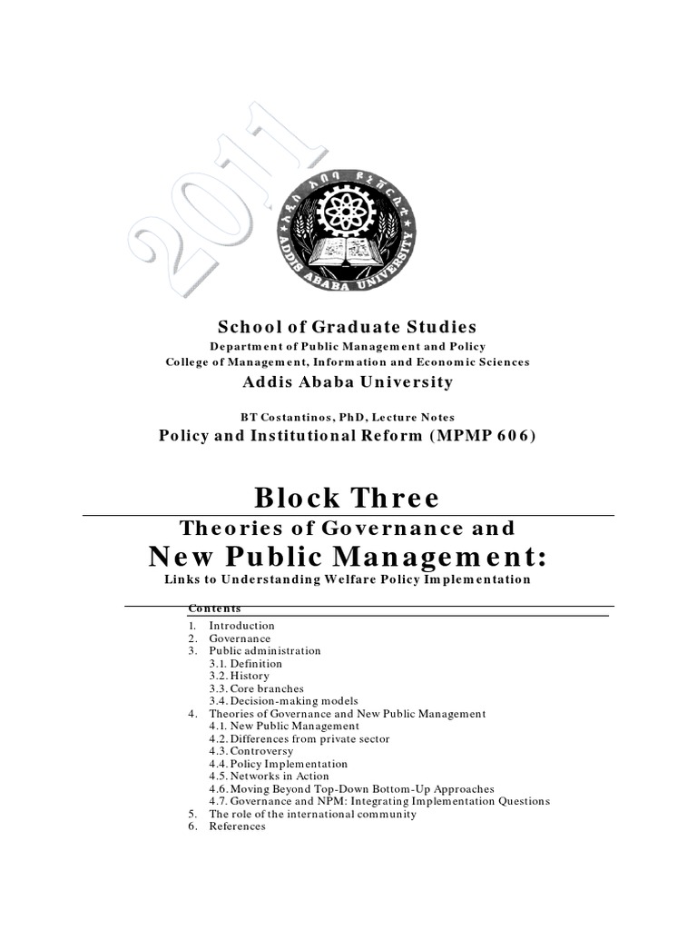 Theories of Governance and New Public Management | PDF | Governance ...