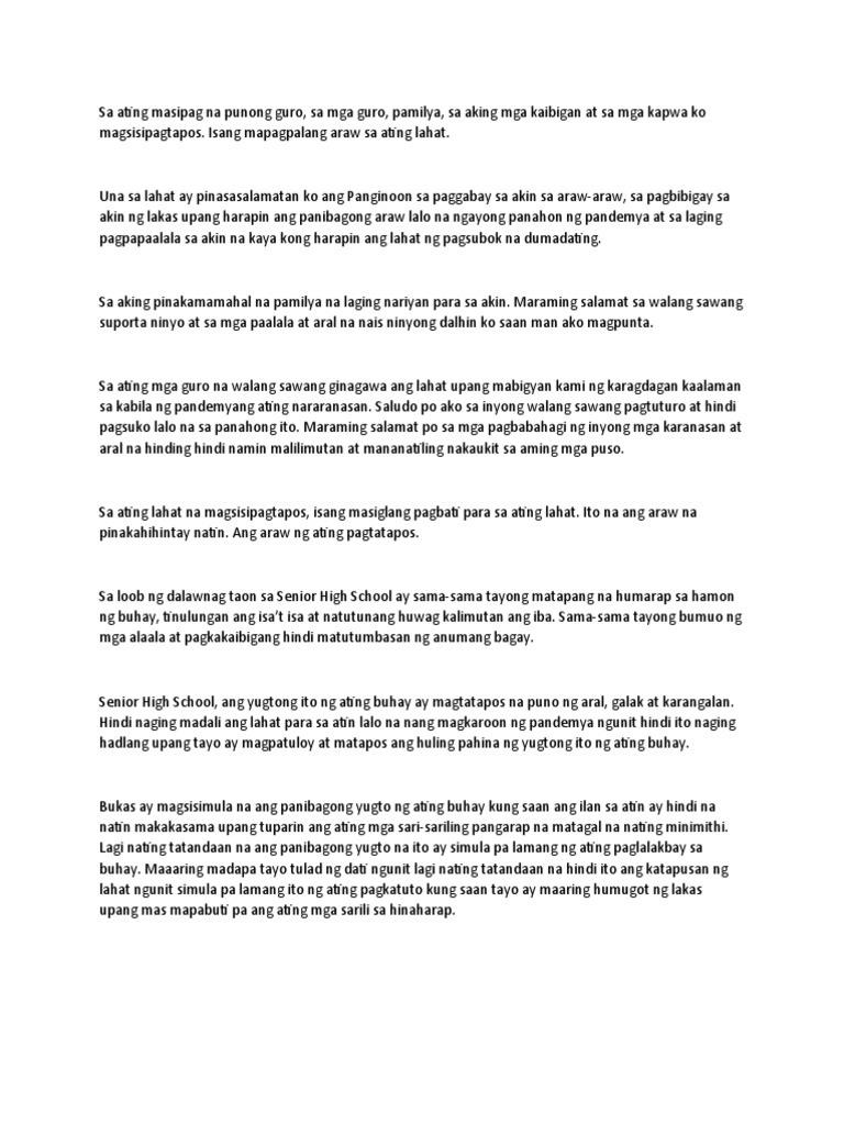 Presentation of Graduation Speech | PDF