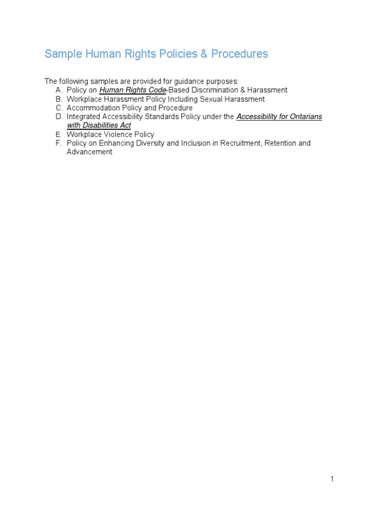 Sample Human Rights Policies | Download Free PDF | Sexual Harassment ...