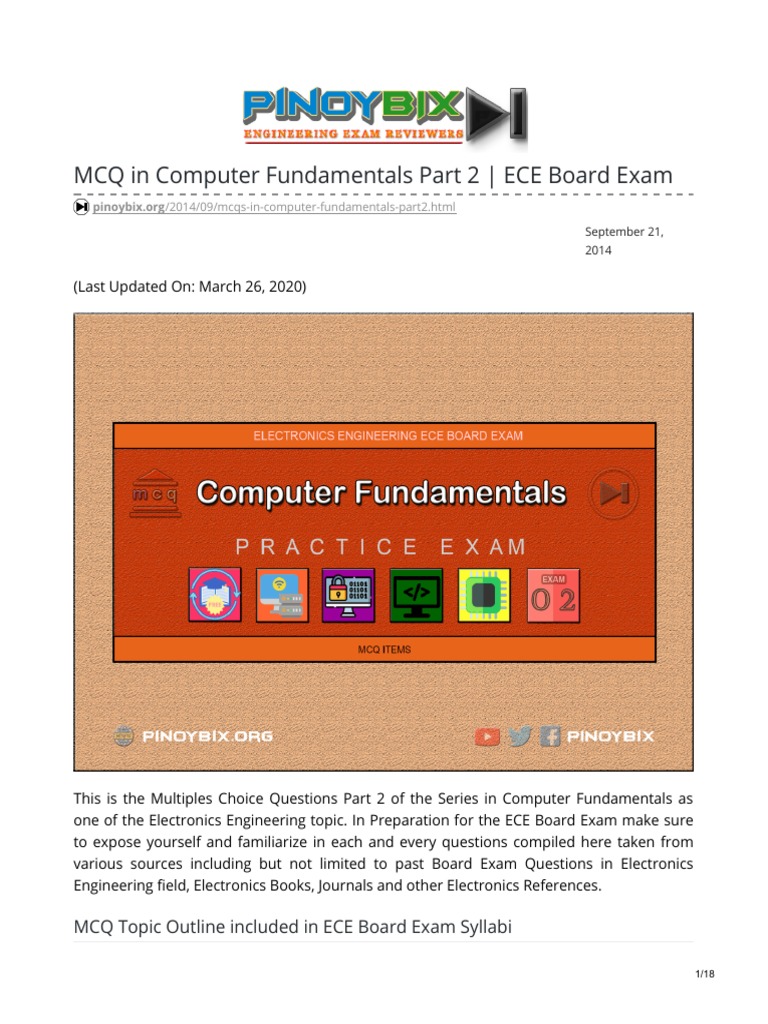 MCQ in Computer Fundamentals Part 2 ECE Board Exam | PDF | Digital ...
