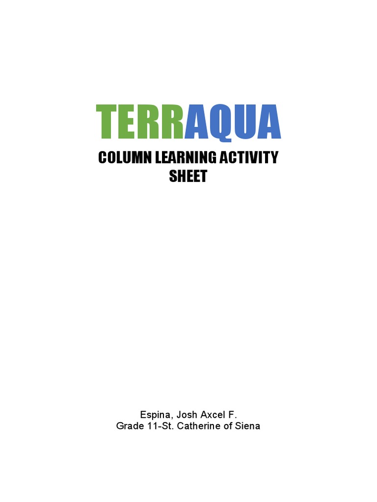 TERRAQUA+COLUMN+LEARNING+ACTIVITY+SHEET First Draw | PDF