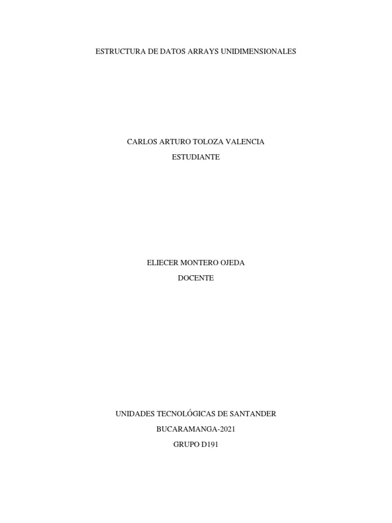 Estructura de Datos Arrays Unidimensionales | PDF