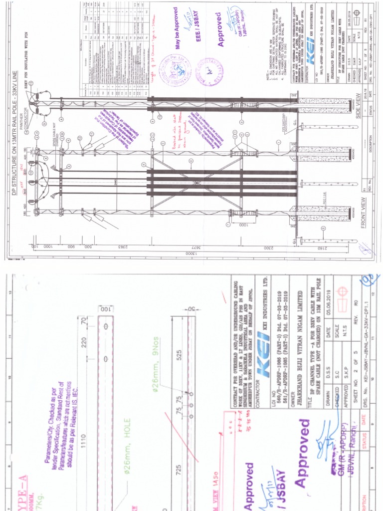 3.33 KV UG Cable DP Structure Approved Drawing Type1 Jamshedpur | PDF