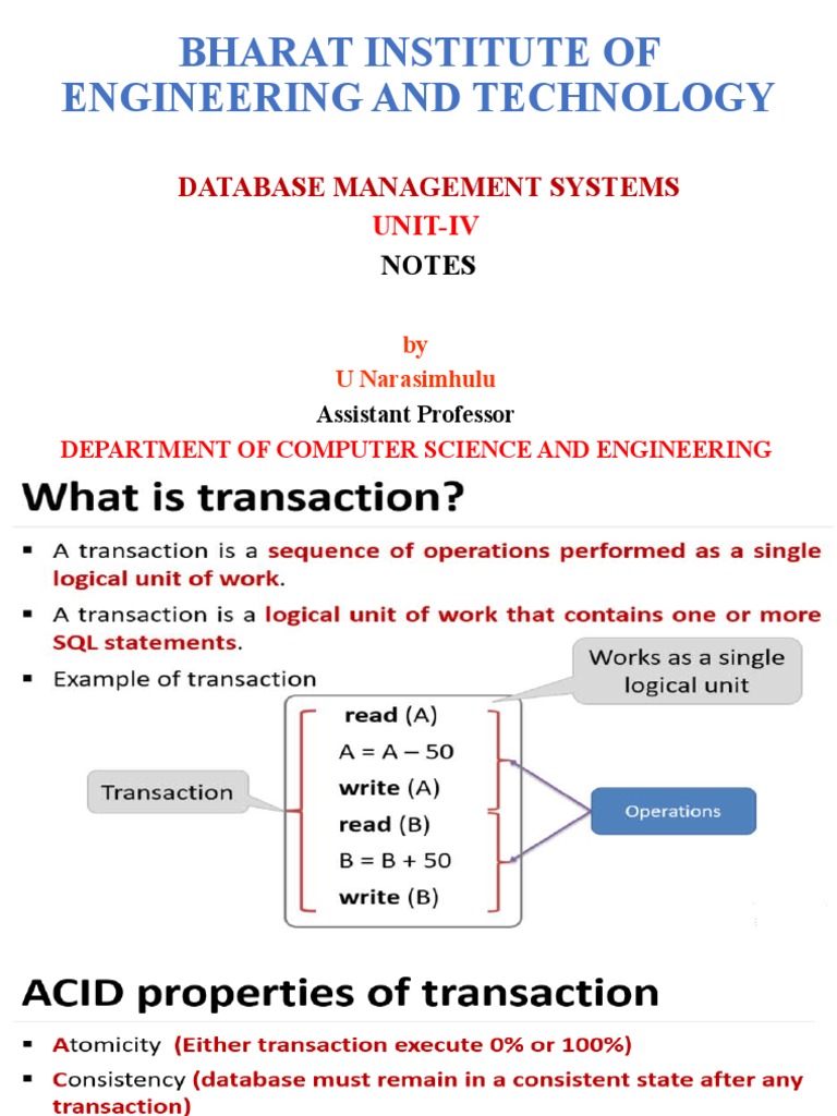 DBMS Unit-4 | PDF | Computer Data Storage | Database Transaction